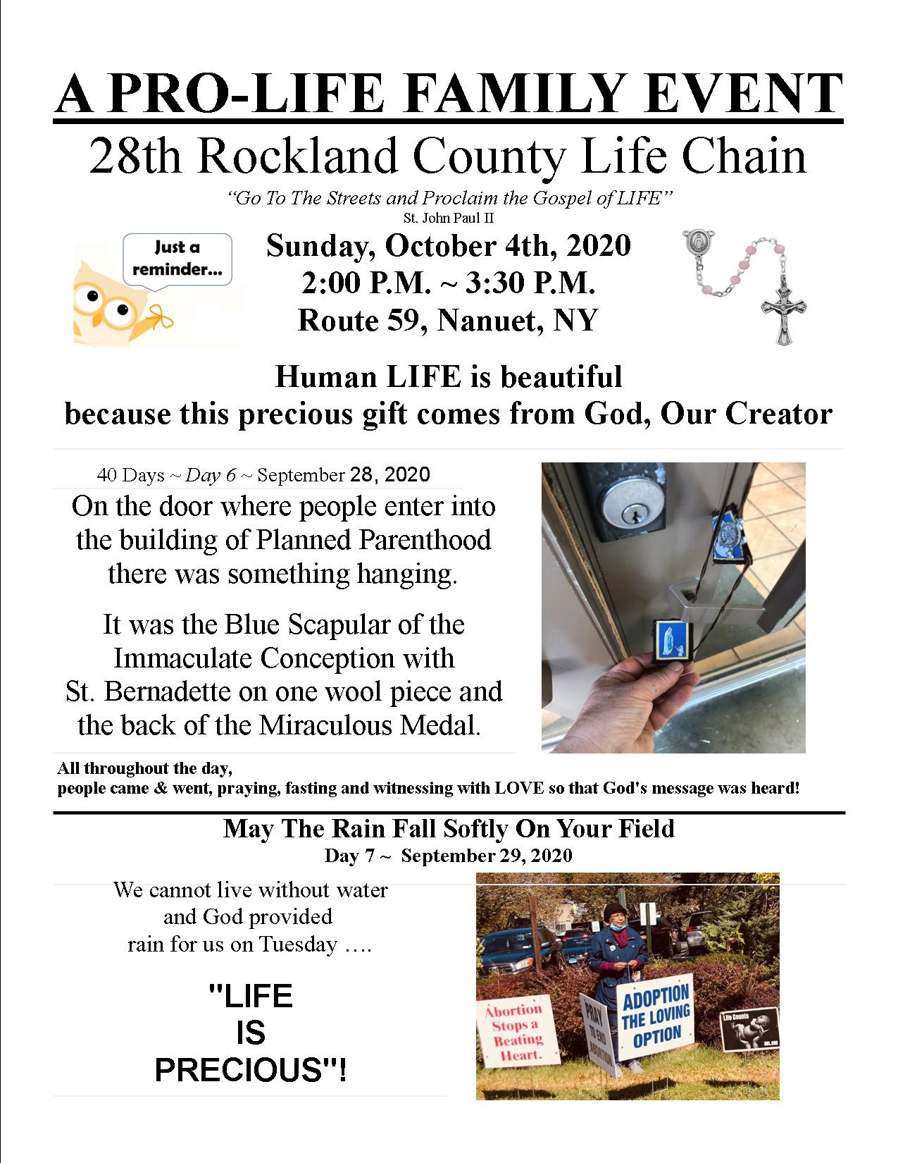Rockland Life Chain Event Reminder | ROCKLAND RIGHT TO LIFE COMMITTEE